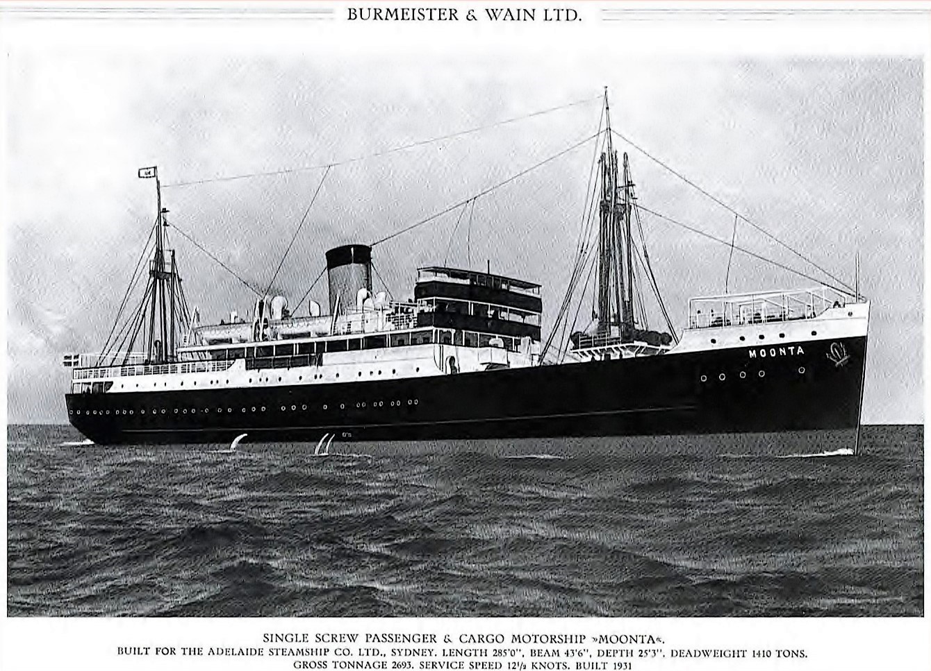 Naissance du mv MOONTA : les chantiers danois BURMEISTER & WAIN - Lydia ...